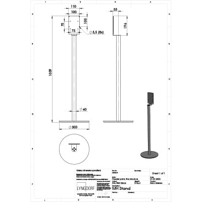 MH stand technical drawings - Lyngdorf Audio